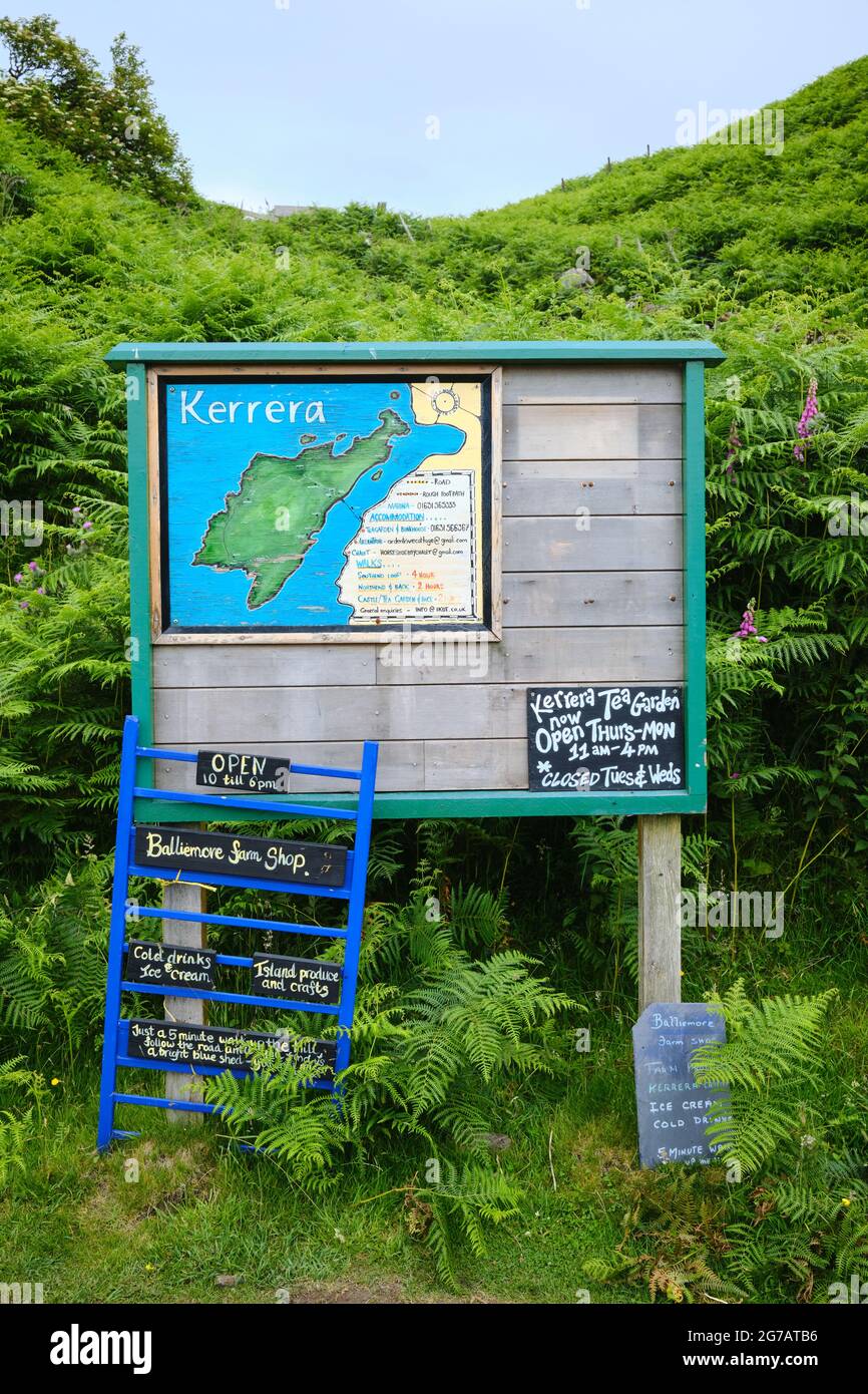Sign including a map of the Island of Kererra advertising local ...