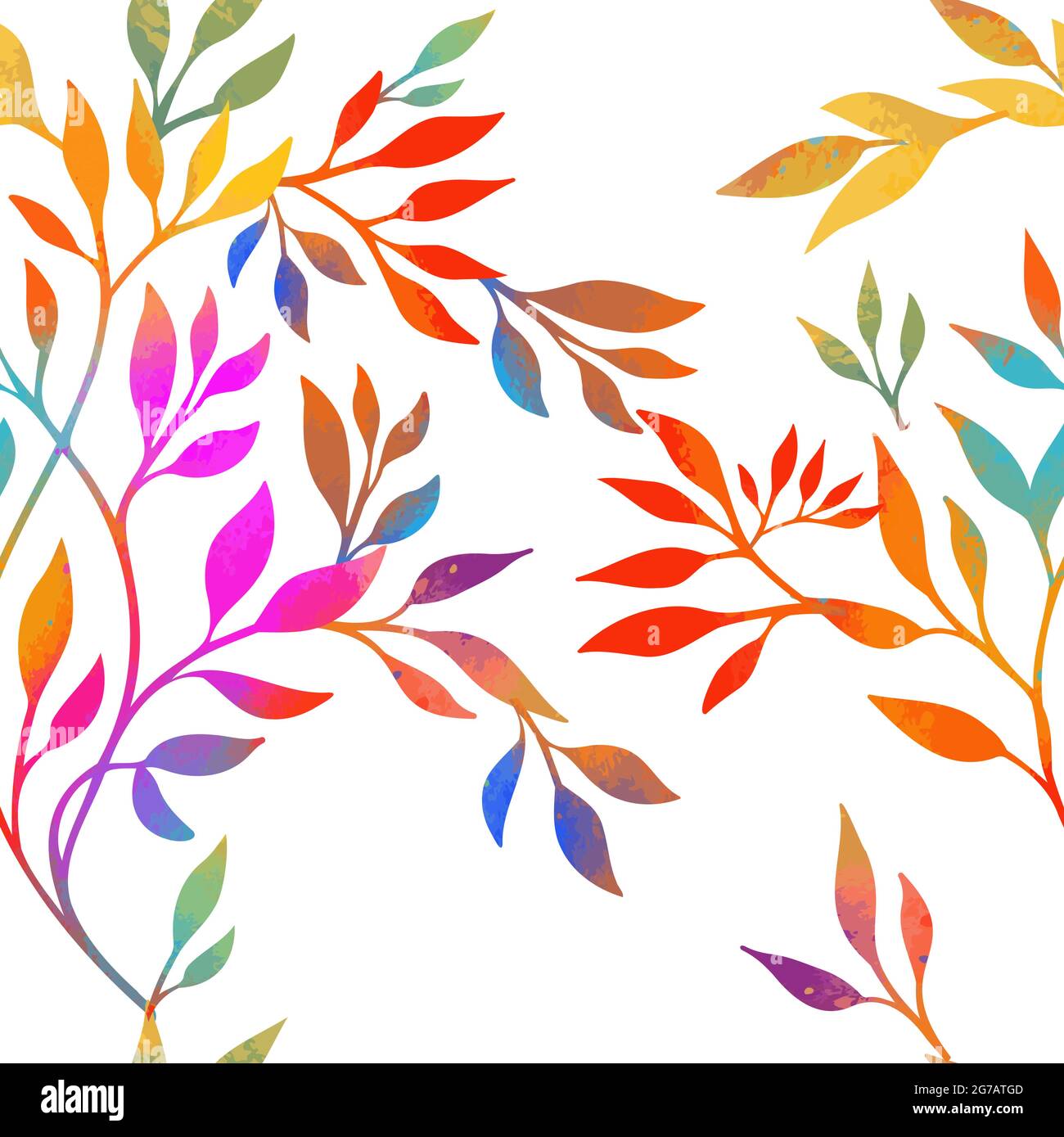 Rainbow leaves seamless background. Mixed media. Vector illustration ...