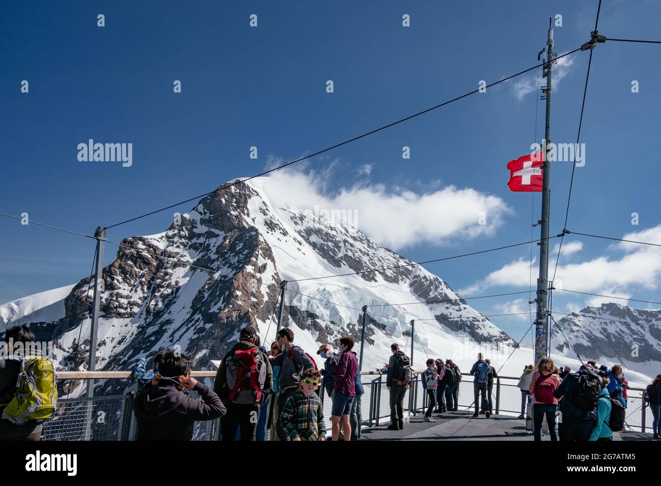 Snow Covered Mountain and Valley - view from Jungfraujoch Sphinx ...