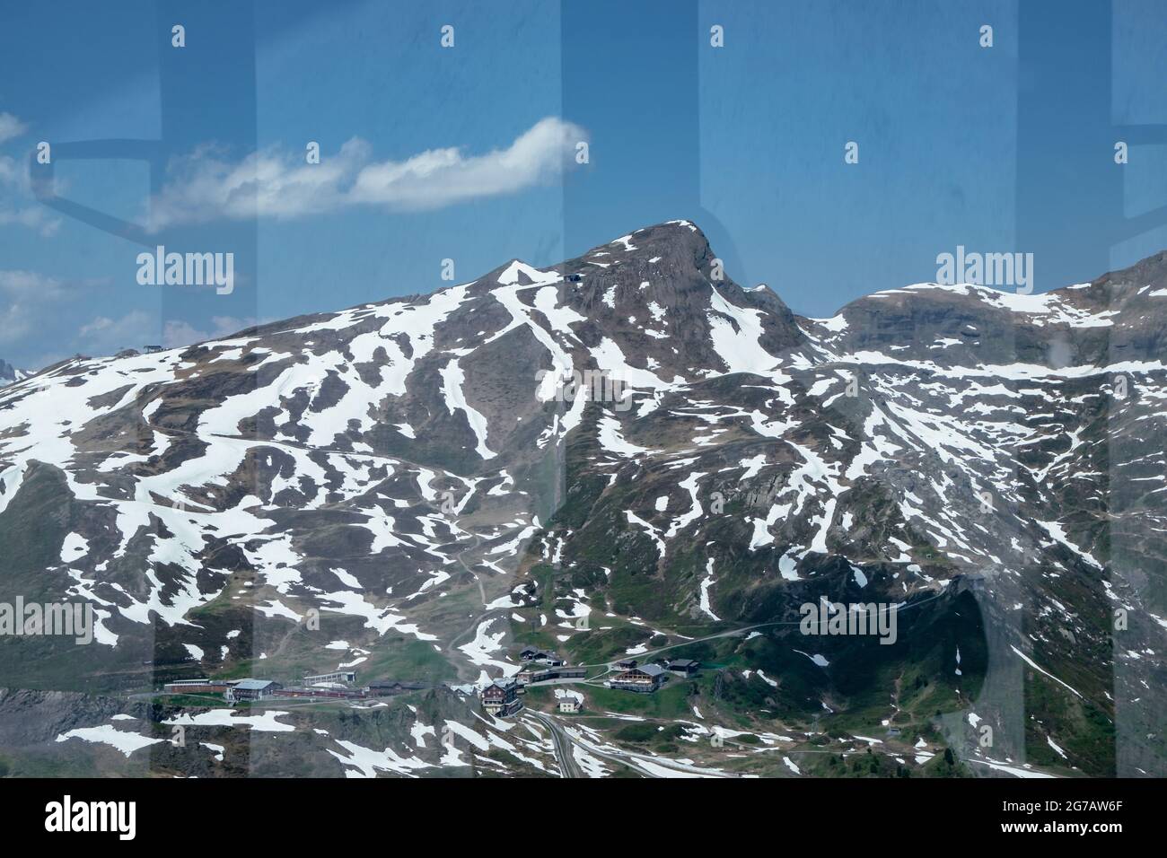 View from the Eiger Express Cable Car - Snow Covered Mountain ...