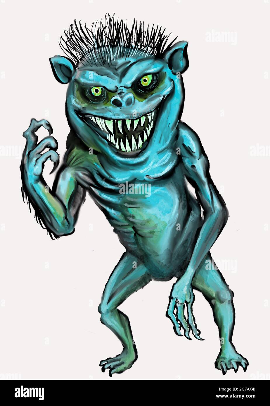 a creepy demonic creature illustration art Stock Photo - Alamy