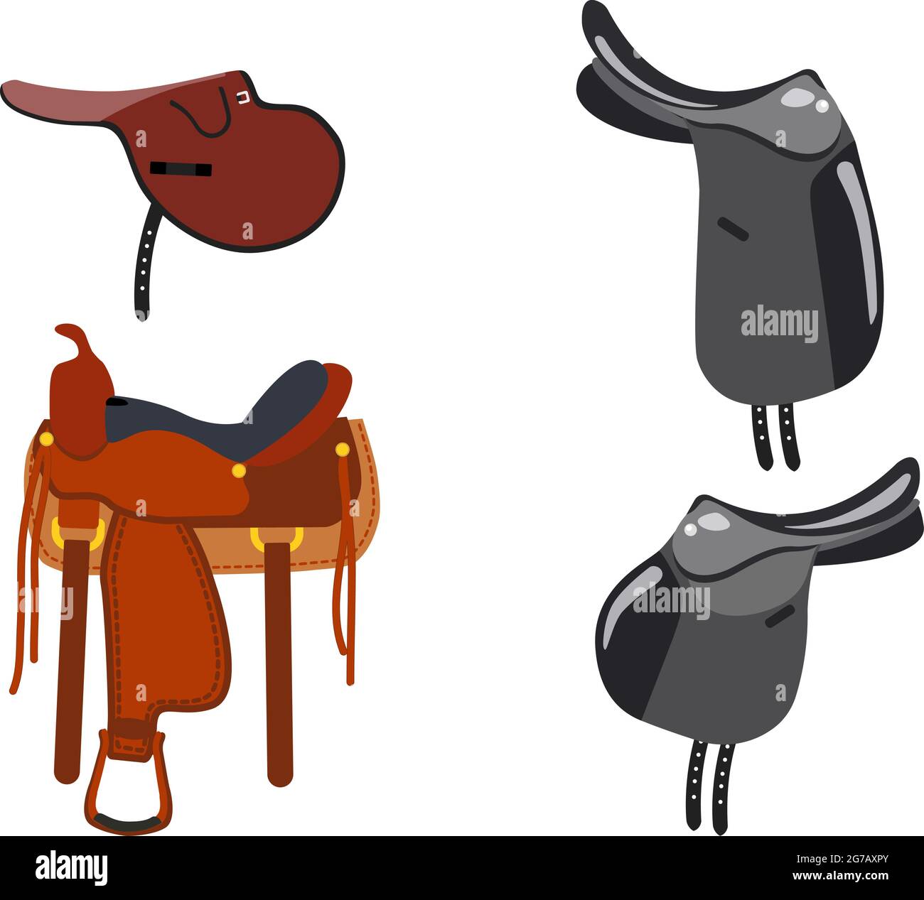 Brown riding saddle isolated Stock Vector Images - Alamy
