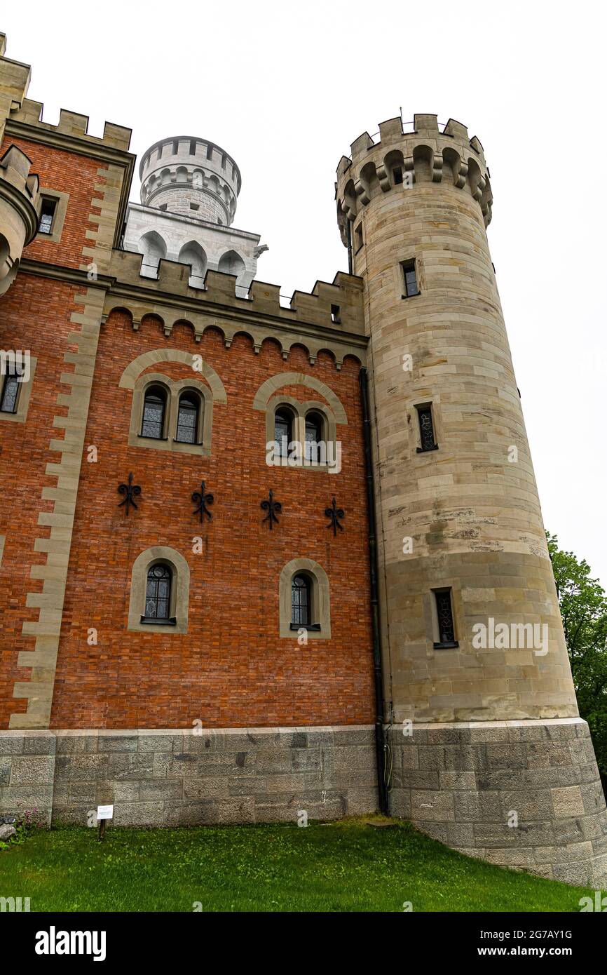 View of part of Neuschwanstein Castle entrance area, Schwangau, Upper ...
