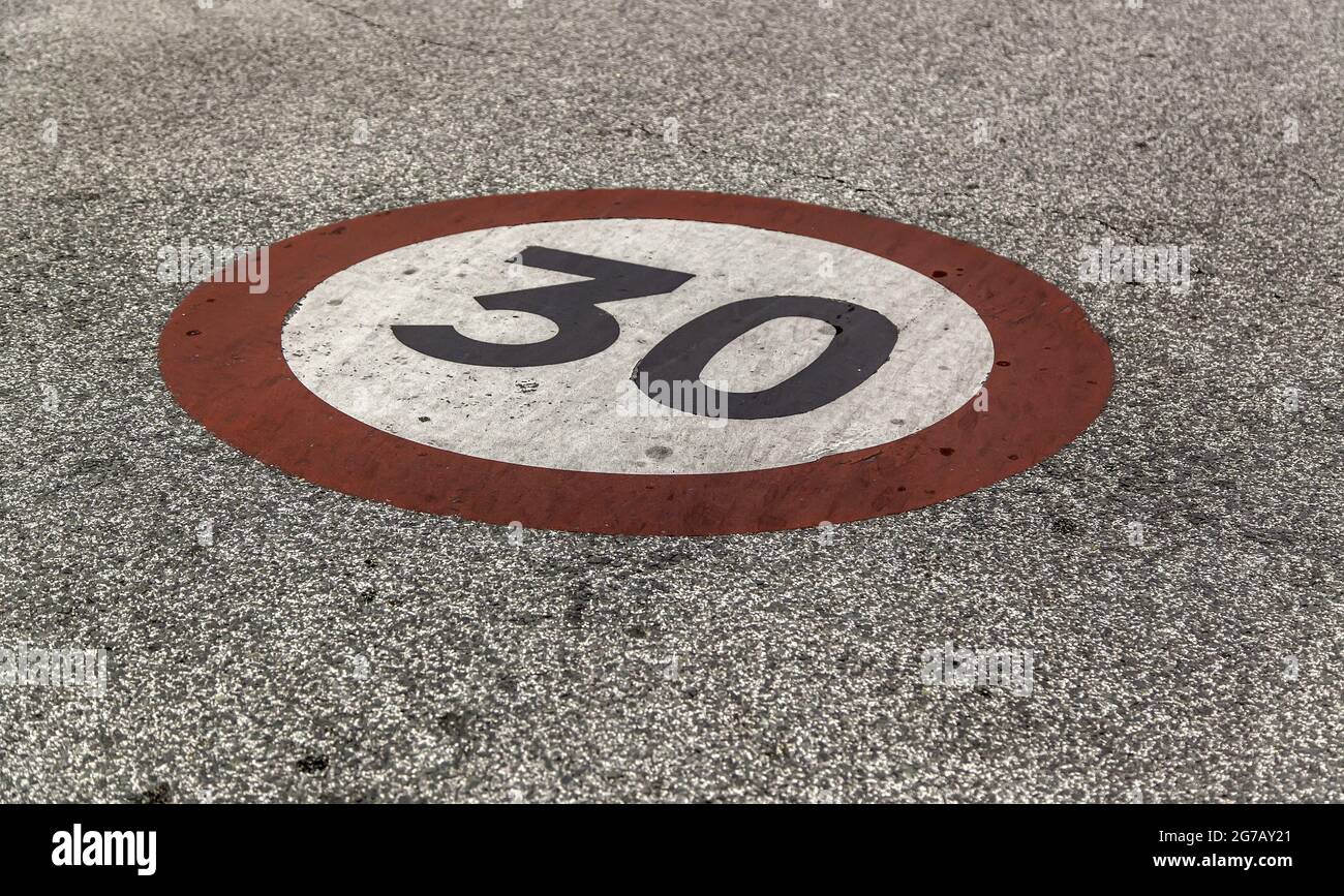 Obligation sign detail for vehicles, road safety Stock Photo - Alamy