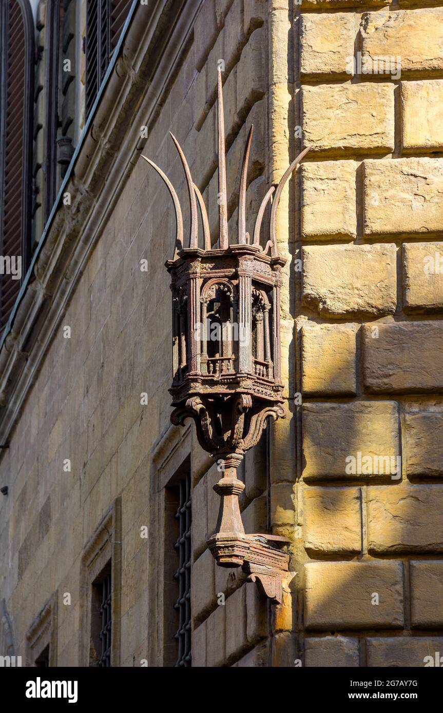 Italy, Florence, street lamp, candelabra, old, rusty, reinforced Stock ...