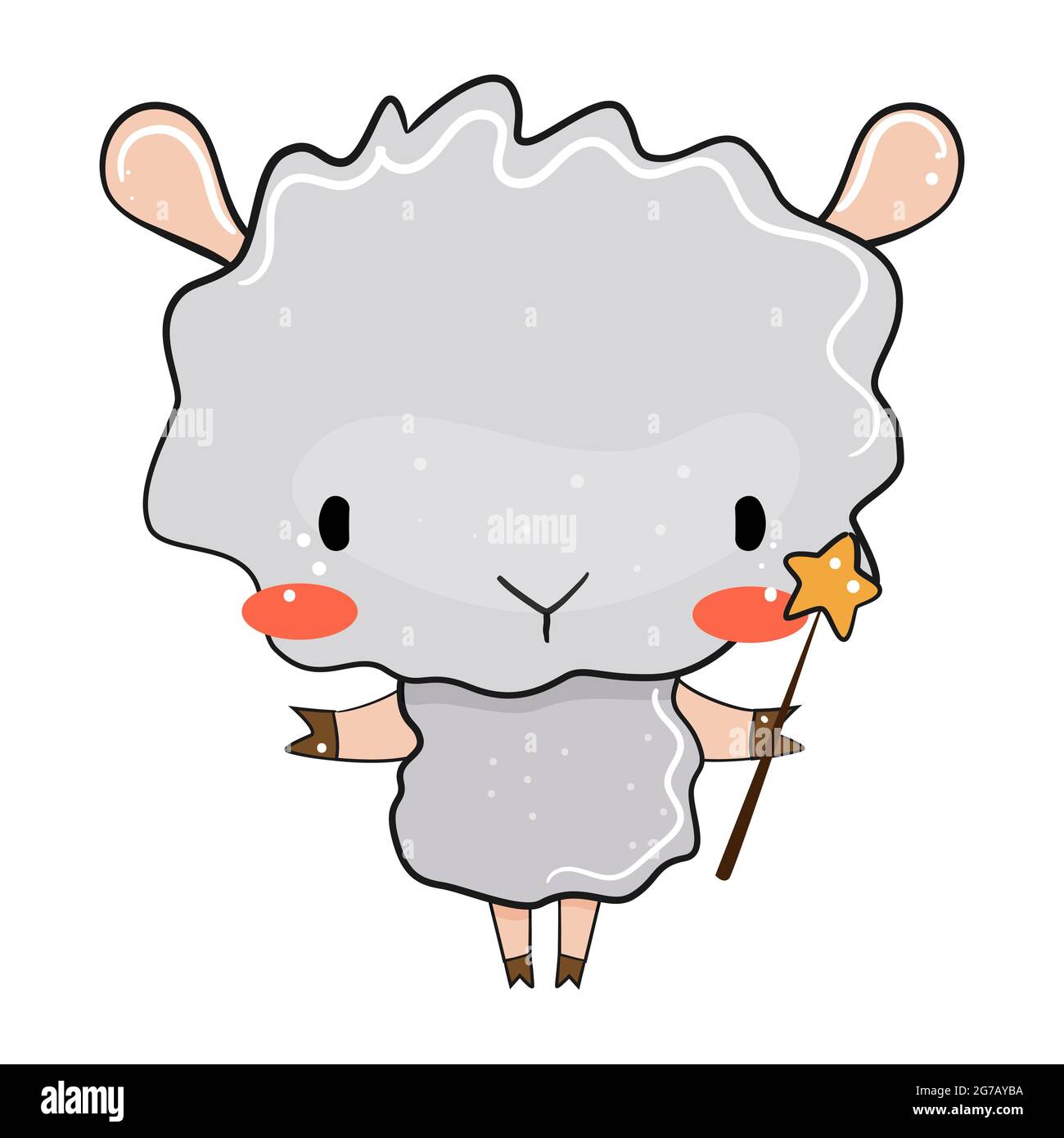 Cute little sheep with magic stick. Vector illustration Stock Vector ...