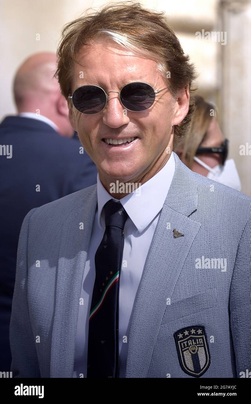 Rome, Italy. 12th July, 2021. Italy's coach Roberto Mancini the UEFA ...