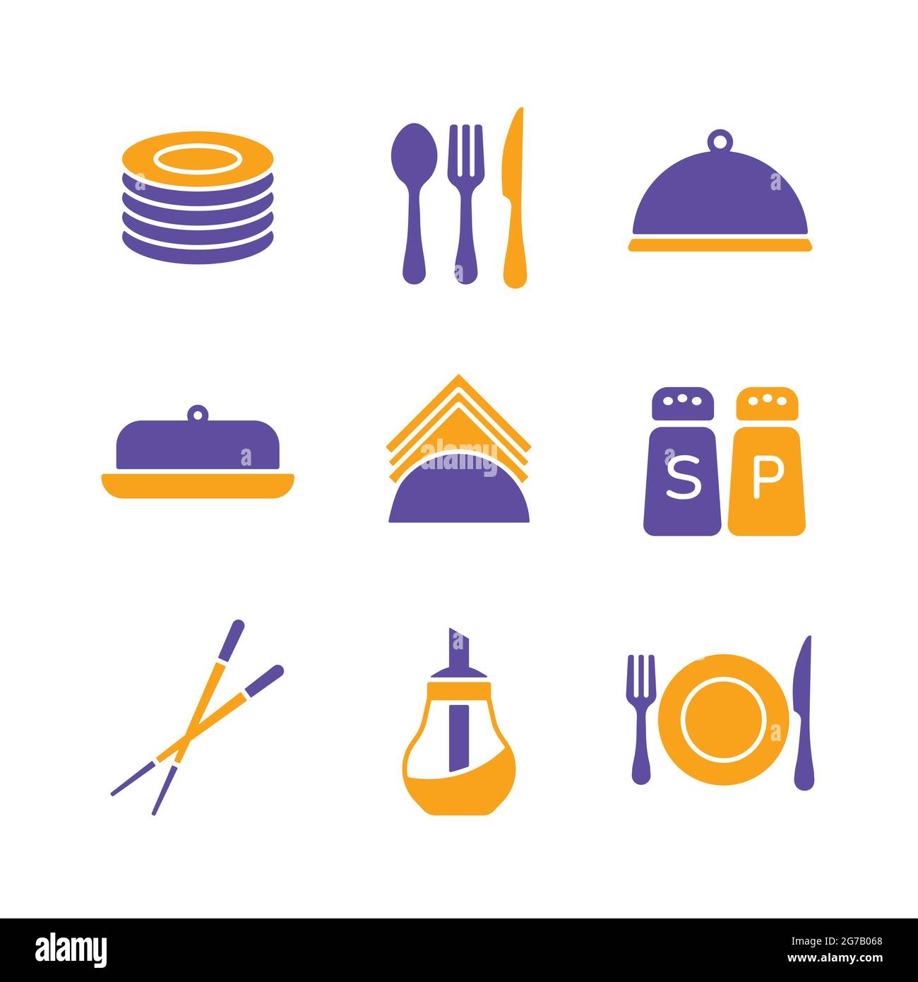 Restaurant vector icon glyph set. Serving food sign. Graph symbol for ...