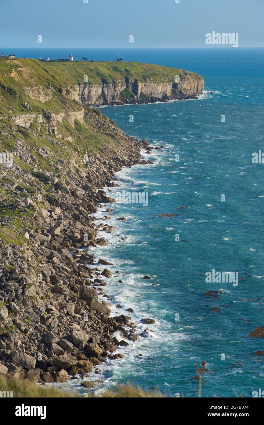 The rocky coastline of the west side of the Isle of Portland, Dorset ...