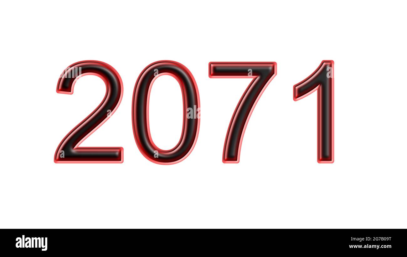 red 2071 number 3d effect white background Stock Photo - Alamy