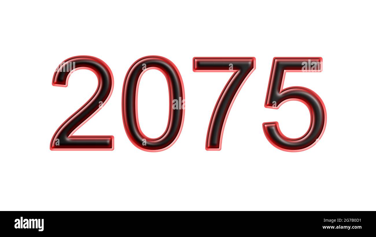 red 2075 number 3d effect white background Stock Photo - Alamy