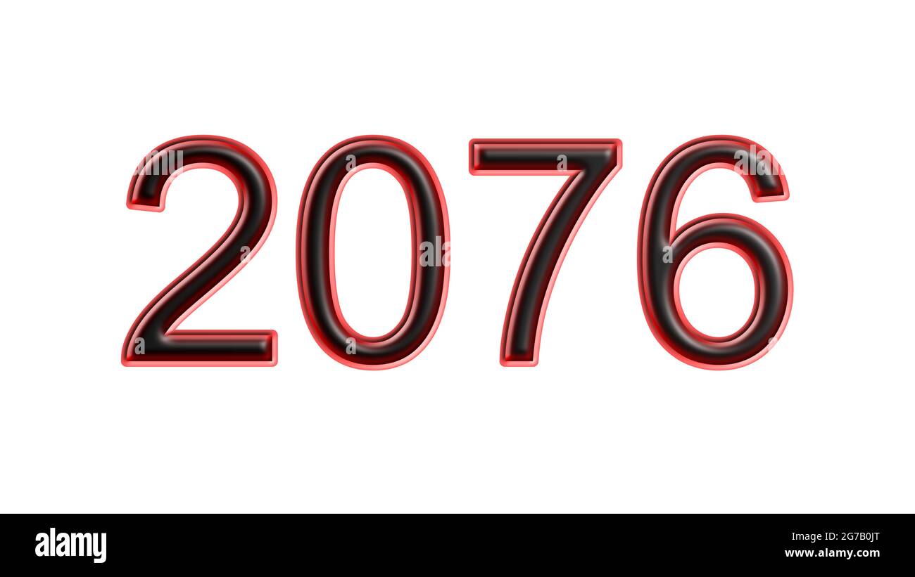 red 2076 number 3d effect white background Stock Photo - Alamy