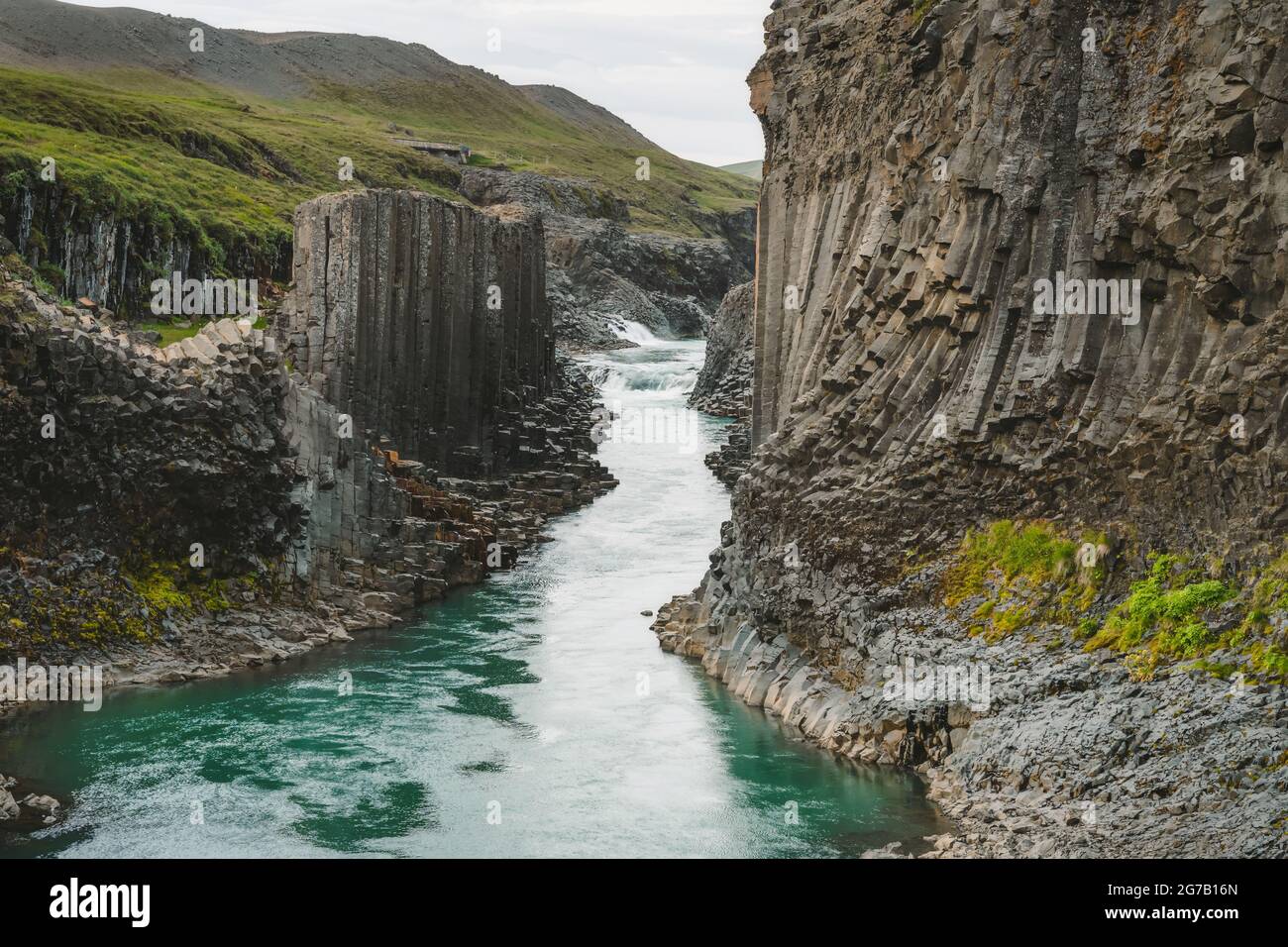Studlagil basalt canyon, with rare volcanic basalt column formations ...