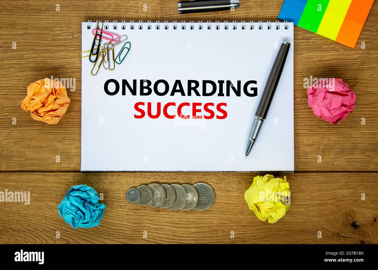 Onboarding success symbol. The word 'Onboarding success ' on white note ...