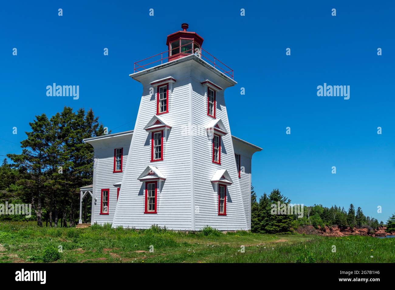 Blockhouse Point Lighthouse, Prince Edward Island, Canada Stock Photo ...