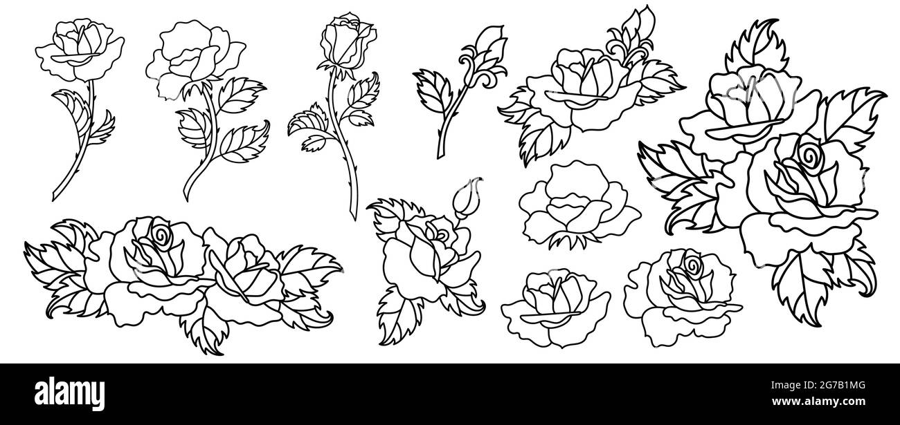 Wildflowers in a hand drawn line art style Stock Vector Image & Art - Alamy