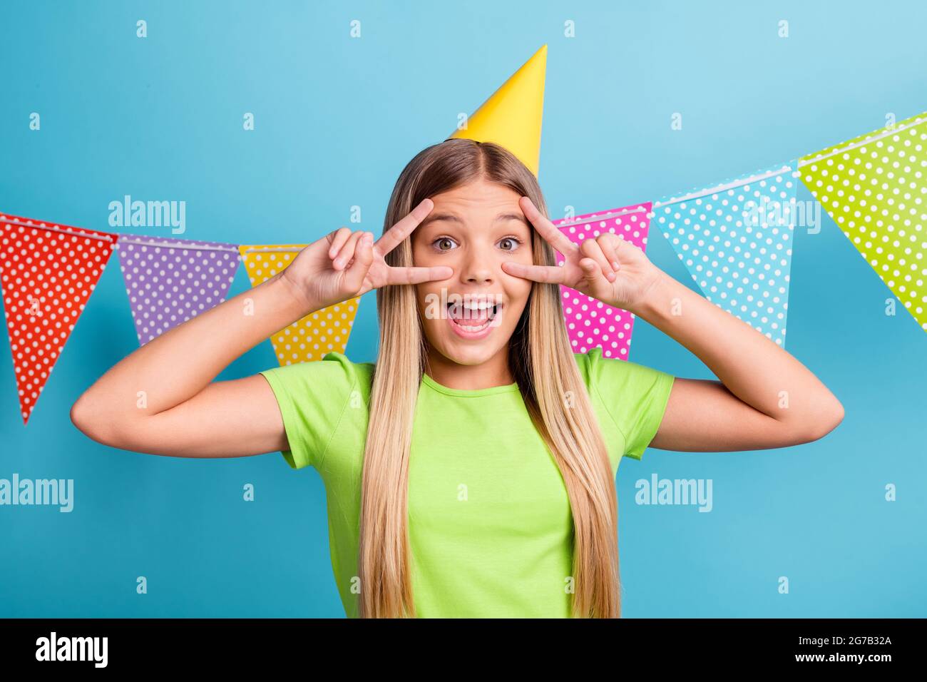 Photo of young happy careless carefree excited smiling girl celebrate ...
