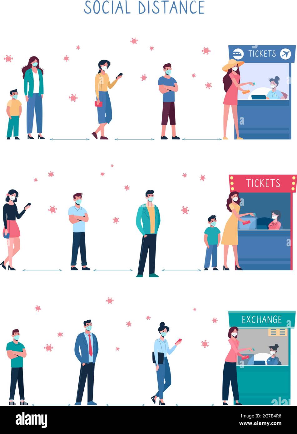 Set People keep their distance when they stand in line at the cinemas ...