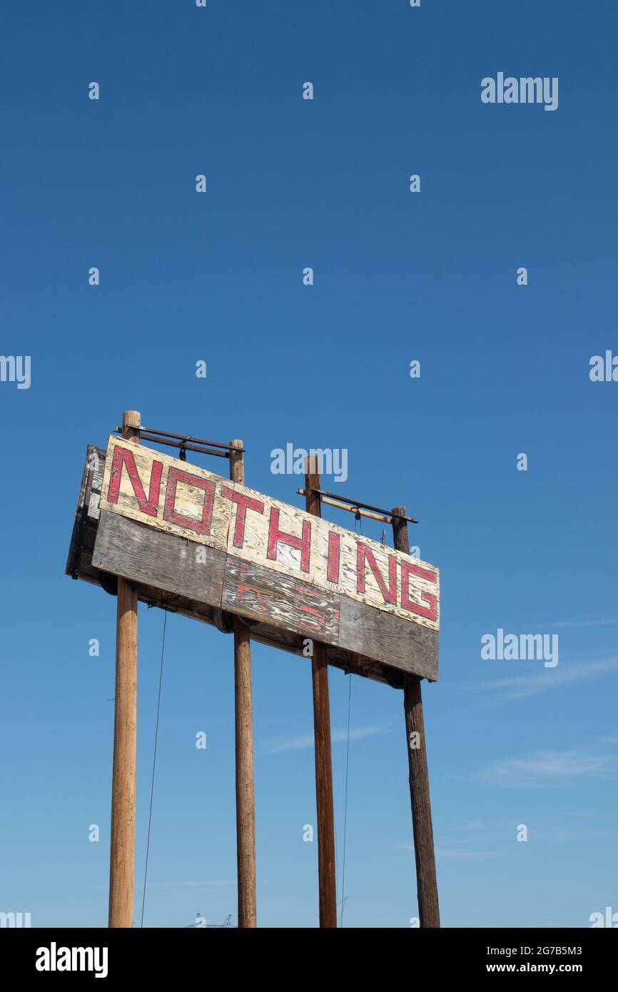 Town sign in the small abandoned settlement of Nothing, Arizona Stock ...