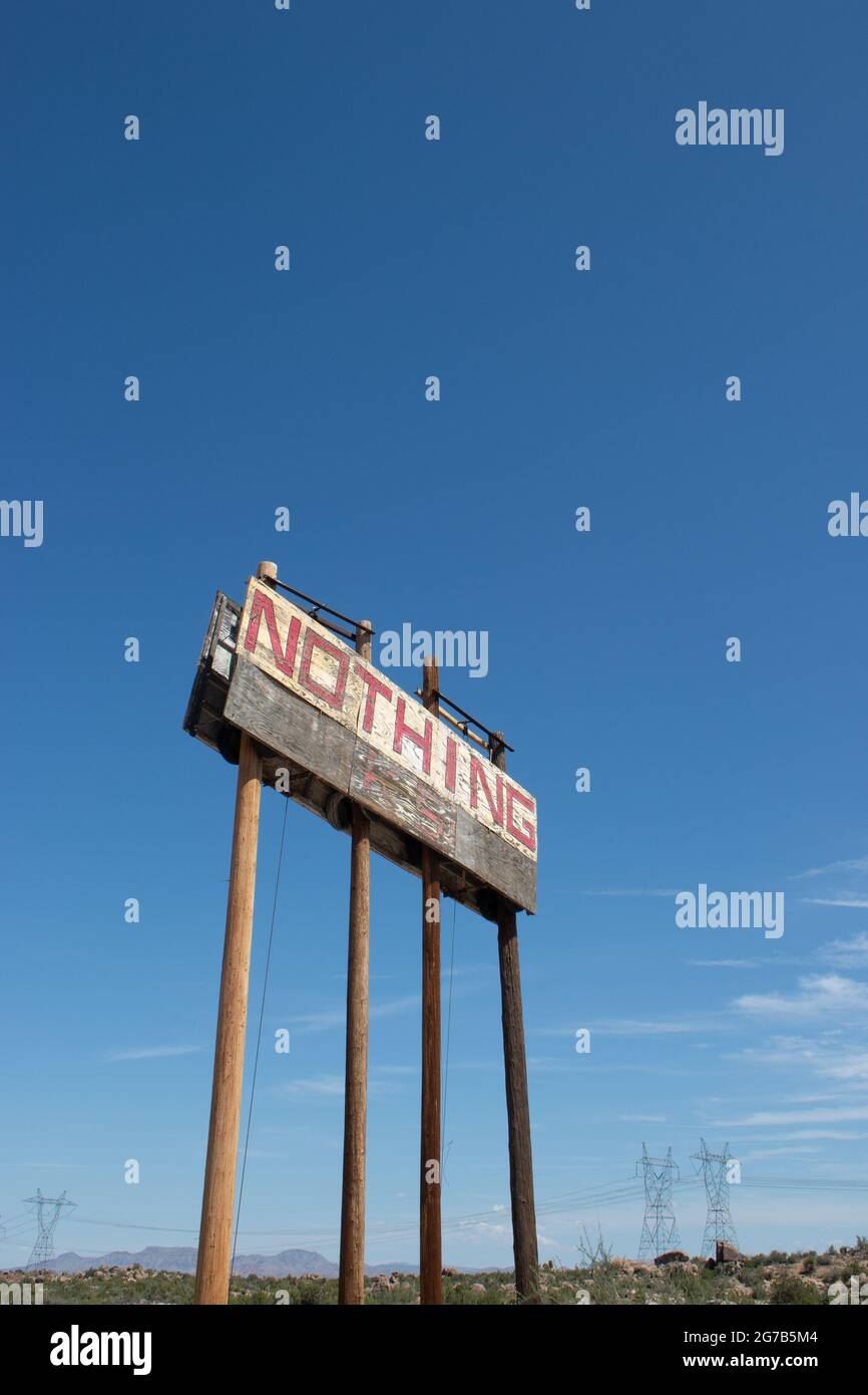 Town sign in the small abandoned settlement of Nothing, Arizona Stock ...