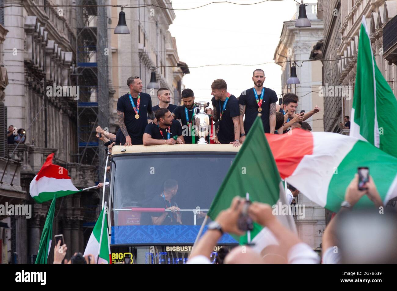 Players of Italian National Football Team celebrate victory of European ...