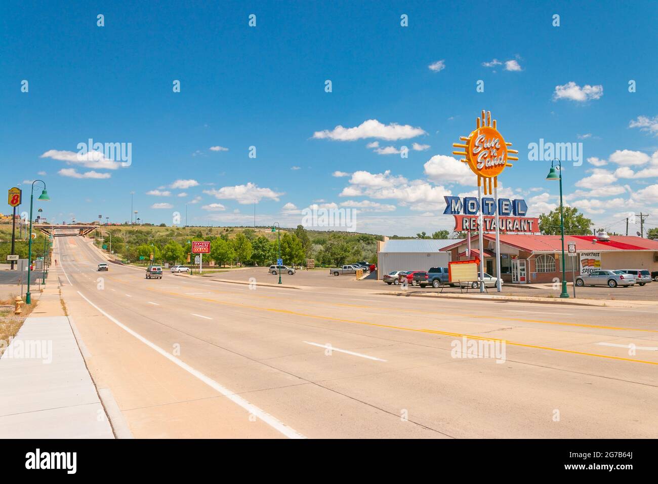 Sun & Sand Motel and restaurant sign along Route 66 in Santa Rosa, New ...