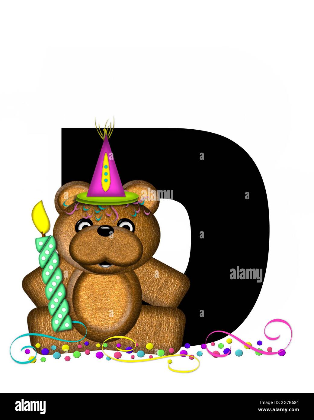 The letter D, in the alphabet set "Teddy Party Time," is black. Teddy ...
