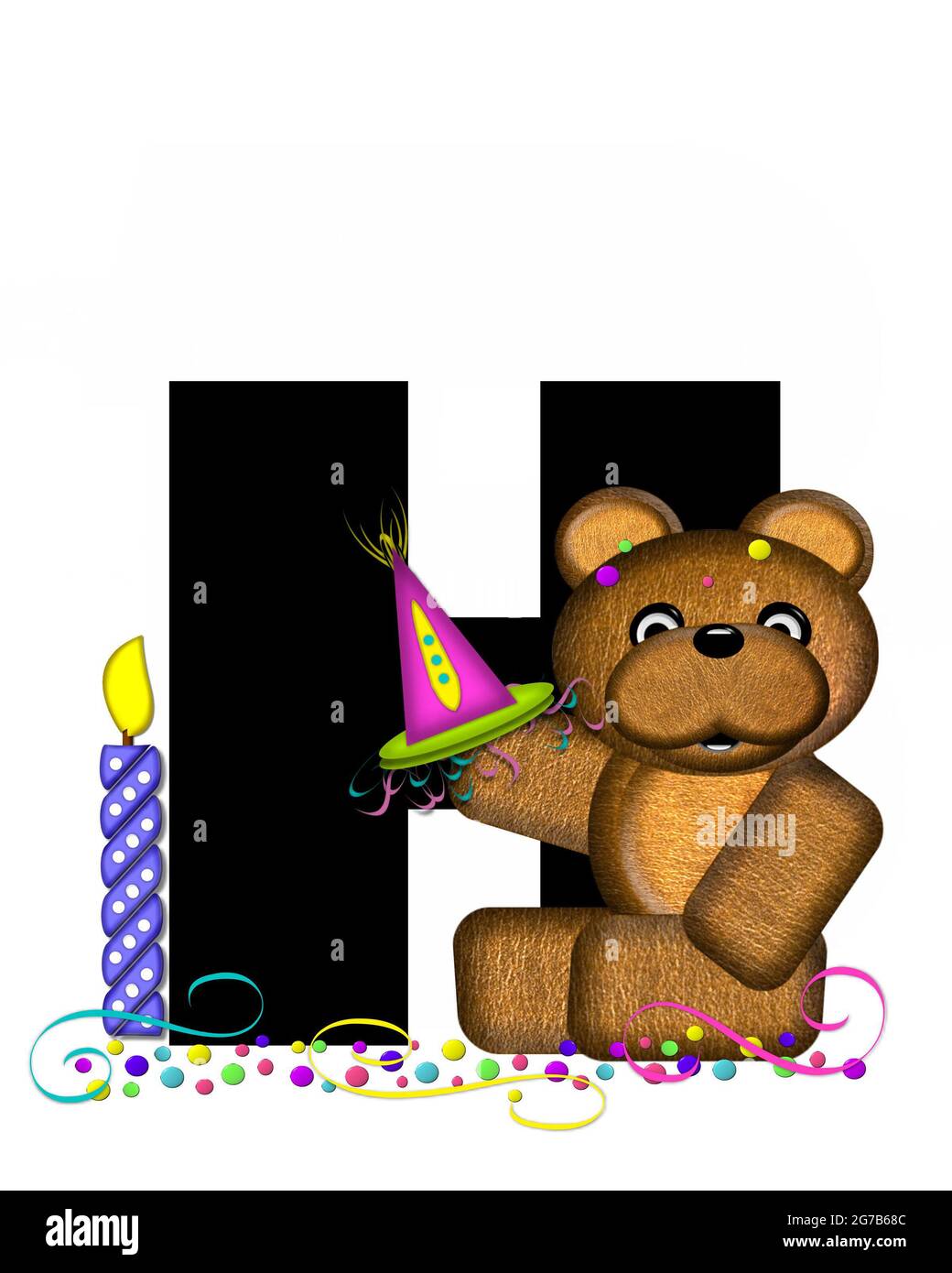 The letter H, in the alphabet set "Teddy Party Time," is black. Teddy ...
