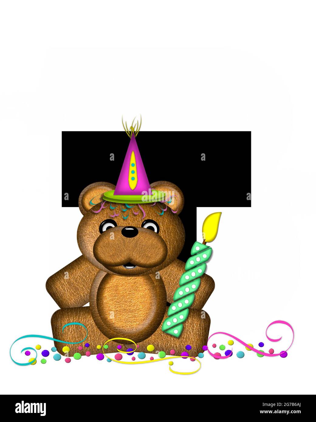 The letter T, in the alphabet set "Teddy Party Time," is black. Teddy ...