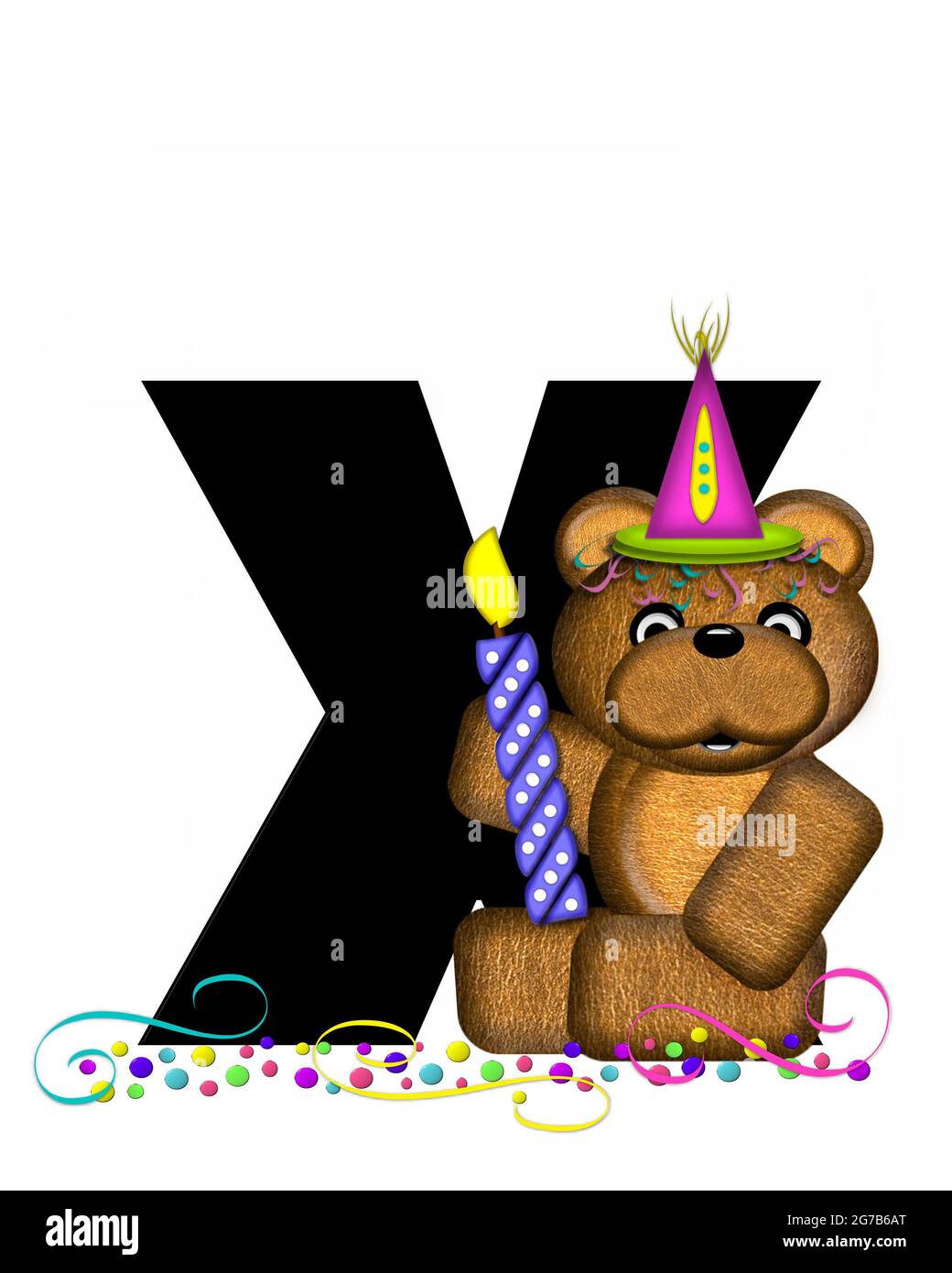The letter X, in the alphabet set "Teddy Party Time," is black. Teddy ...