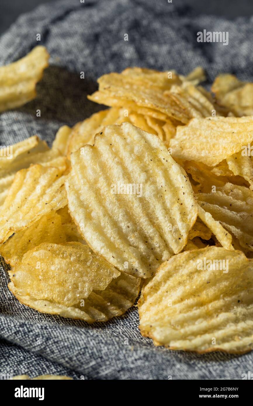 Fatty Ruffled Potato Chips Ready to Eat Stock Photo - Alamy