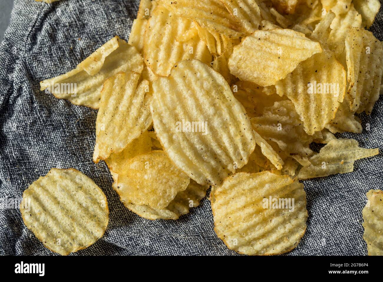 Fatty Ruffled Potato Chips Ready to Eat Stock Photo - Alamy