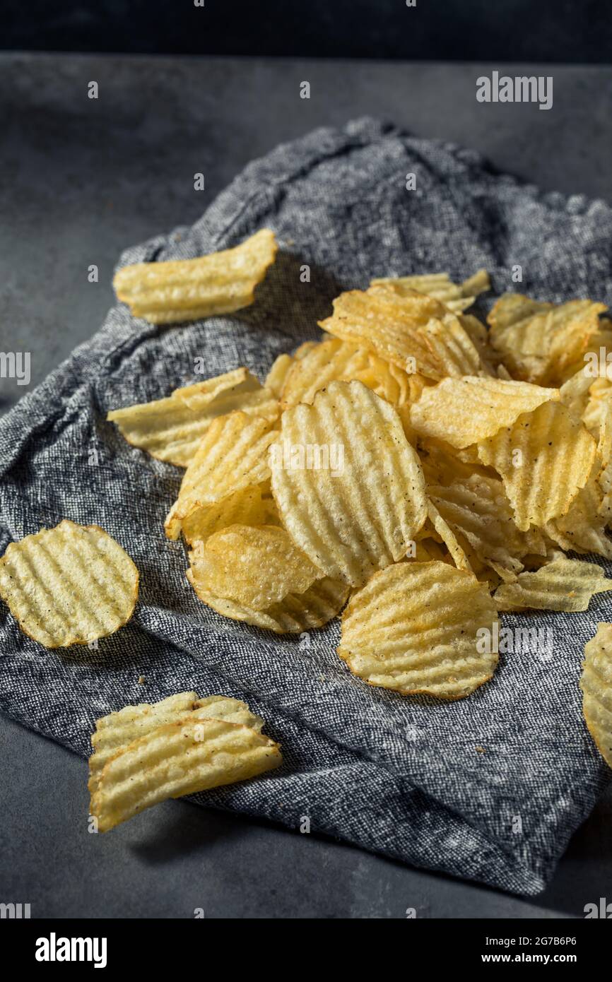 Fatty Ruffled Potato Chips Ready to Eat Stock Photo - Alamy