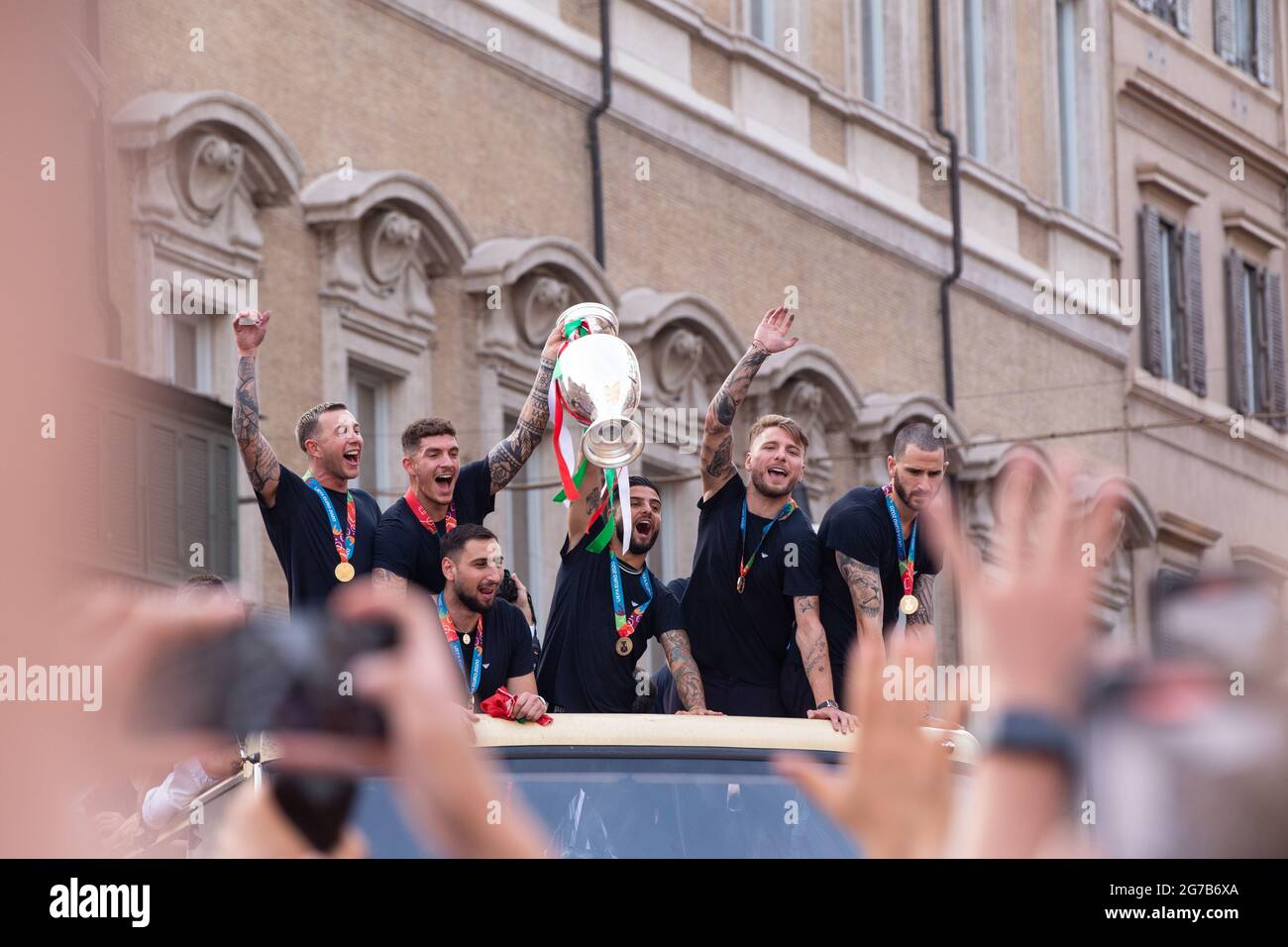 Players of Italian National Football Team celebrate victory of European ...