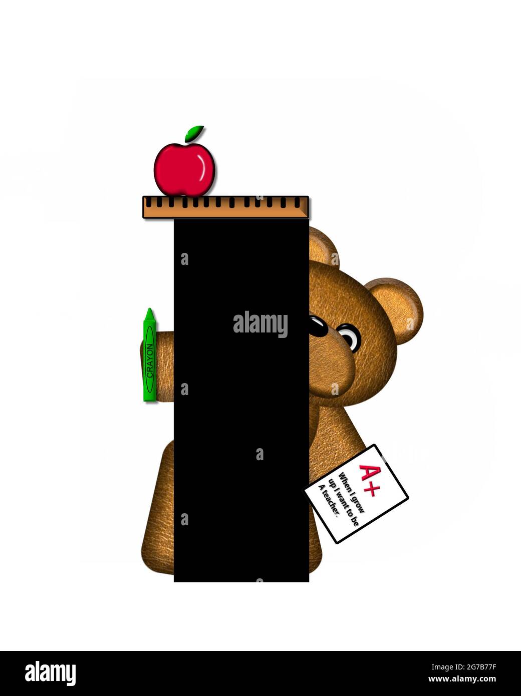 The letter I, in the alphabet set "Teddy School Daze," is black with ...