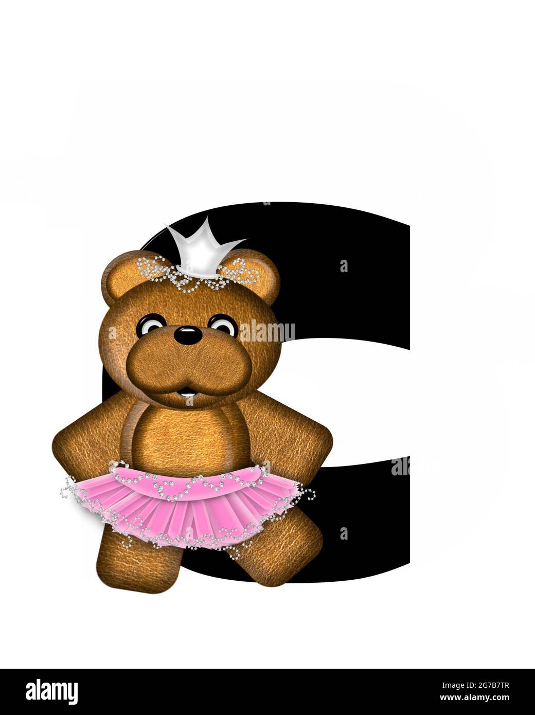 The letter C, in the alphabet set "Ballerina Princess" is bright black ...