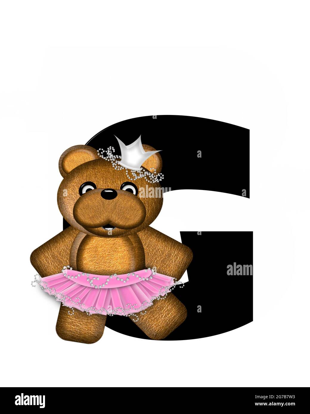 The letter G, in the alphabet set "Ballerina Princess" is bright black ...