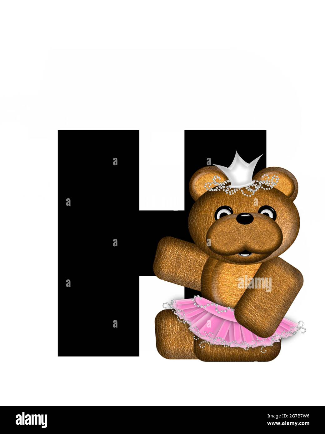 The letter H, in the alphabet set "Ballerina Princess" is bright black ...