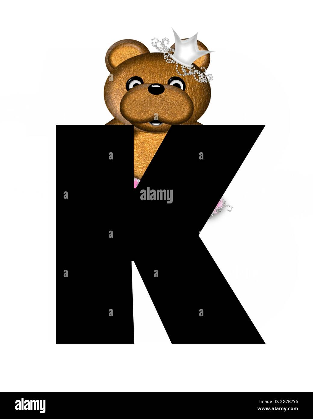 The letter K, in the alphabet set "Ballerina Princess" is bright black ...