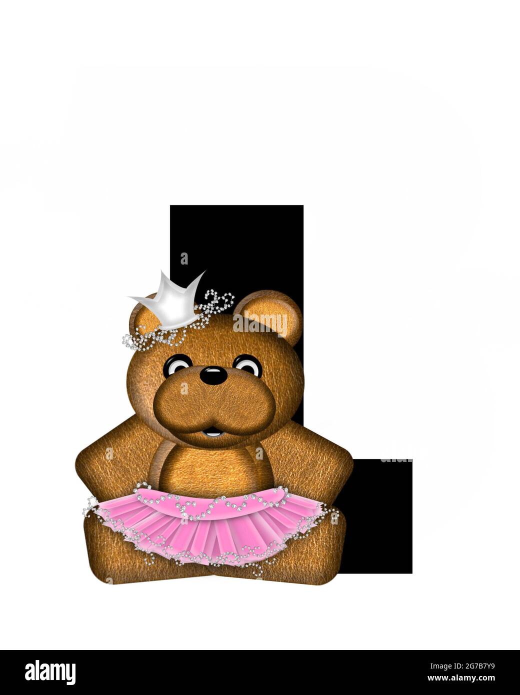 The letter L, in the alphabet set "Ballerina Princess" is bright black ...
