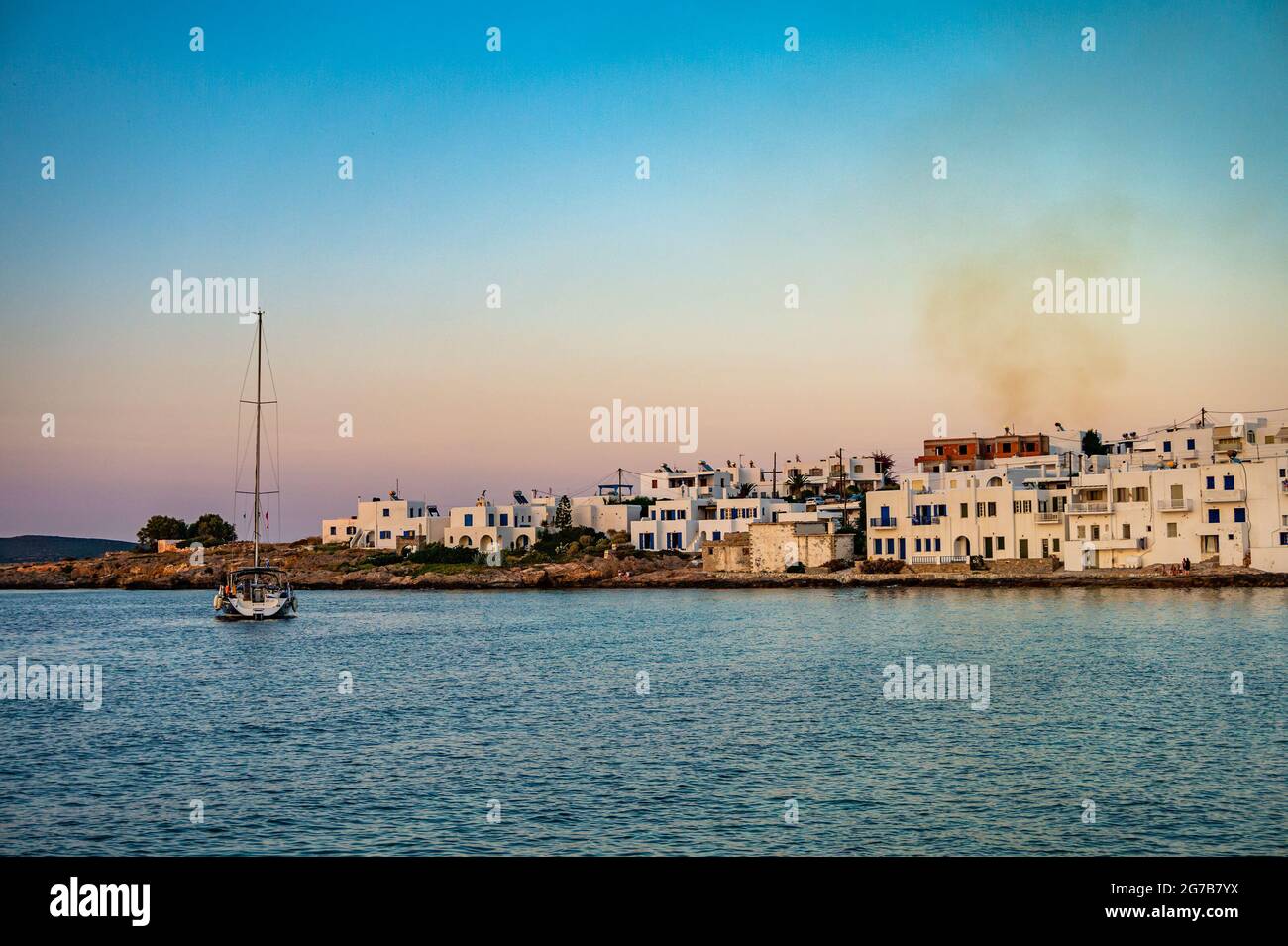 Iconic view from the picturesque seaside village of Naousa in the ...