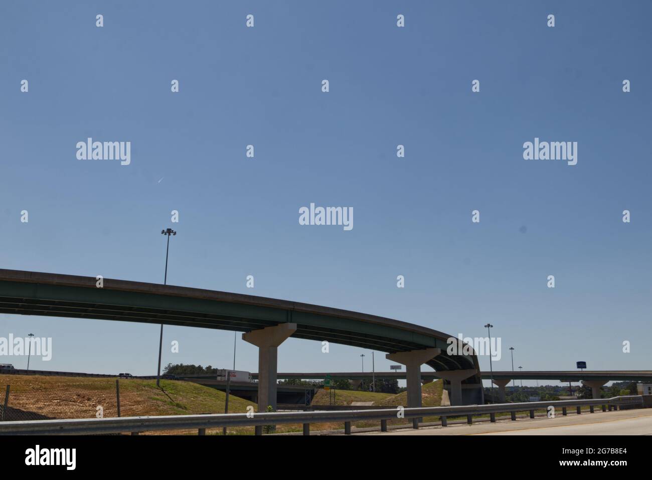 Augusta, Ga USA - 04 22 21: Traffic and Clear blue sky modern highway ...