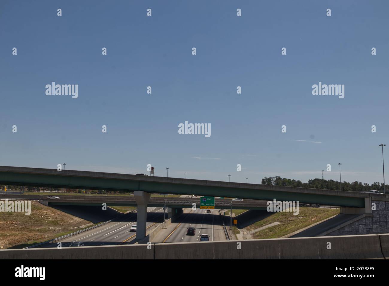 Augusta, Ga USA - 04 22 21: Modern highway bridge interchange traffic ...