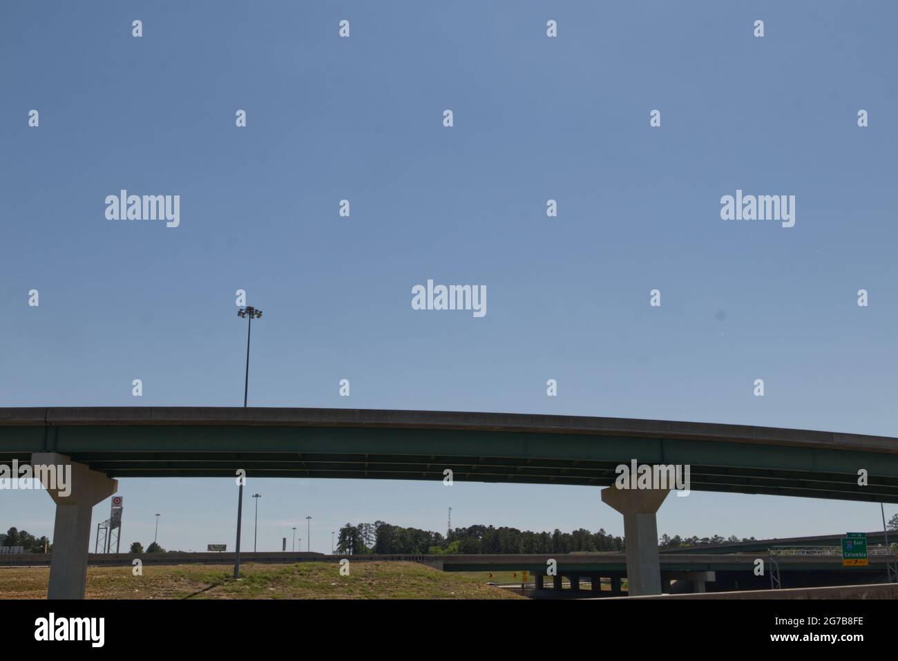 Augusta, Ga USA - 04 22 21: Signs and Clear blue sky modern highway ...