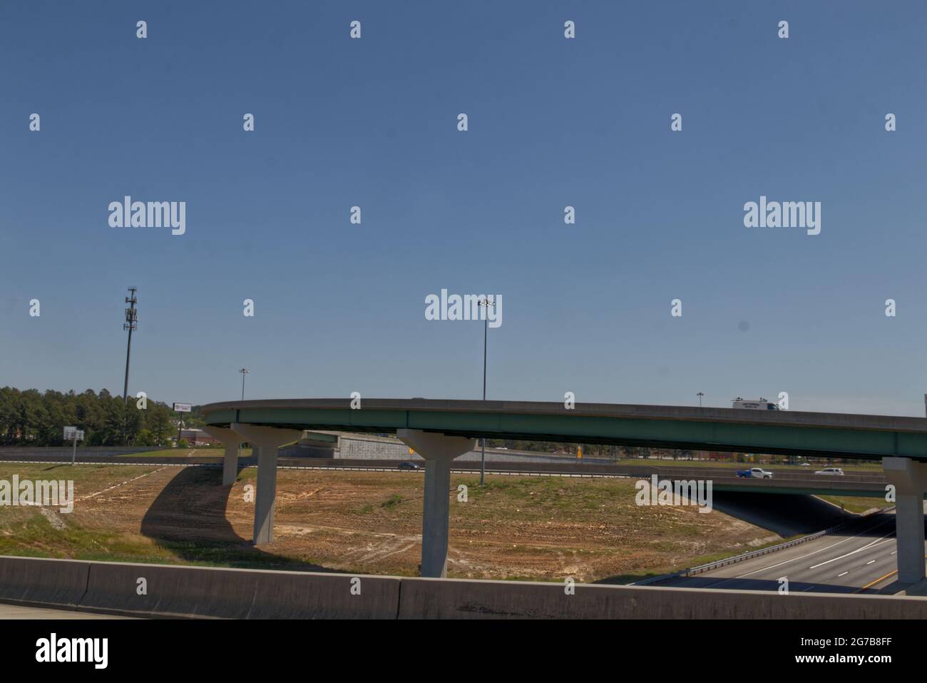 Augusta, Ga USA - 04 22 21: Curvy Modern highway bridge interchange ...