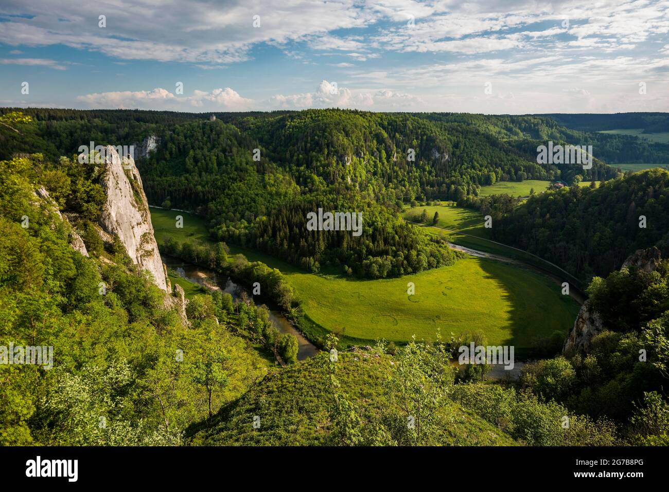 View from Stiegelesfelsen, near Fridingen, Upper Danube nature Park ...