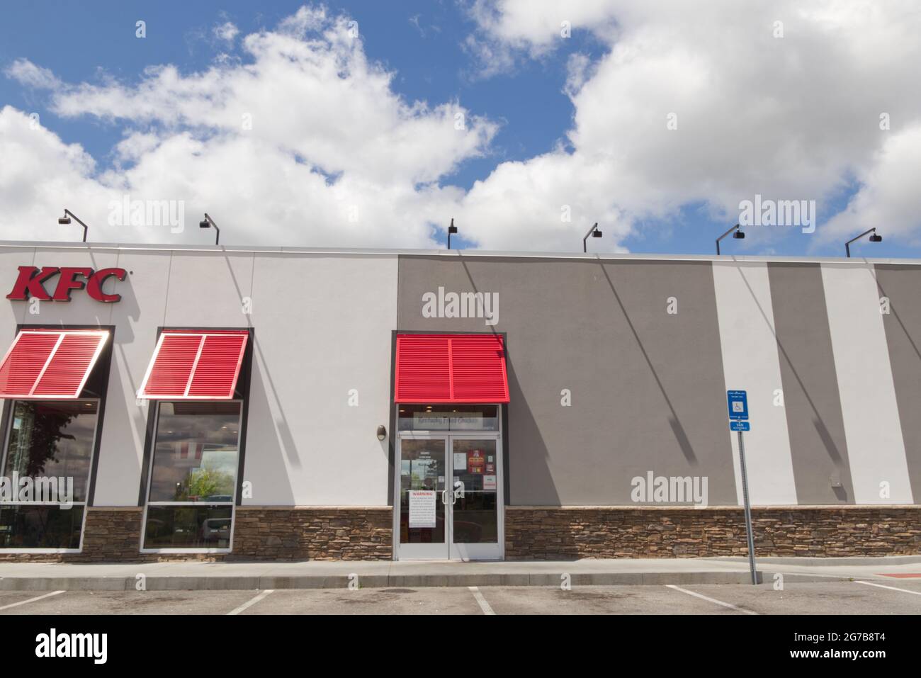 Augusta, Ga USA - 04 25 21: Side entrance of KFC fried chicken ...