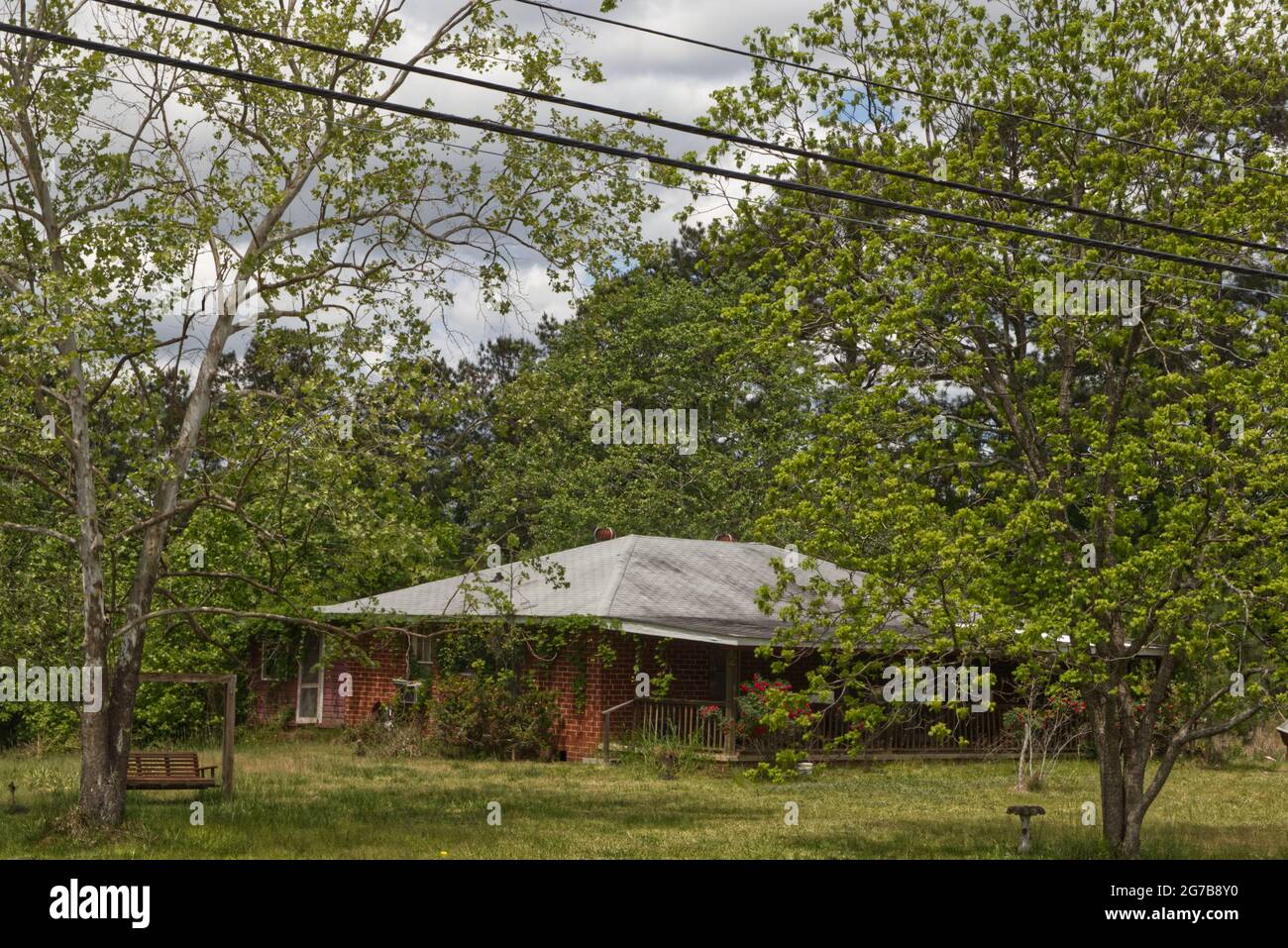 Augusta, Ga USA - 04 25 21: Old historic vintage brick home in the ...