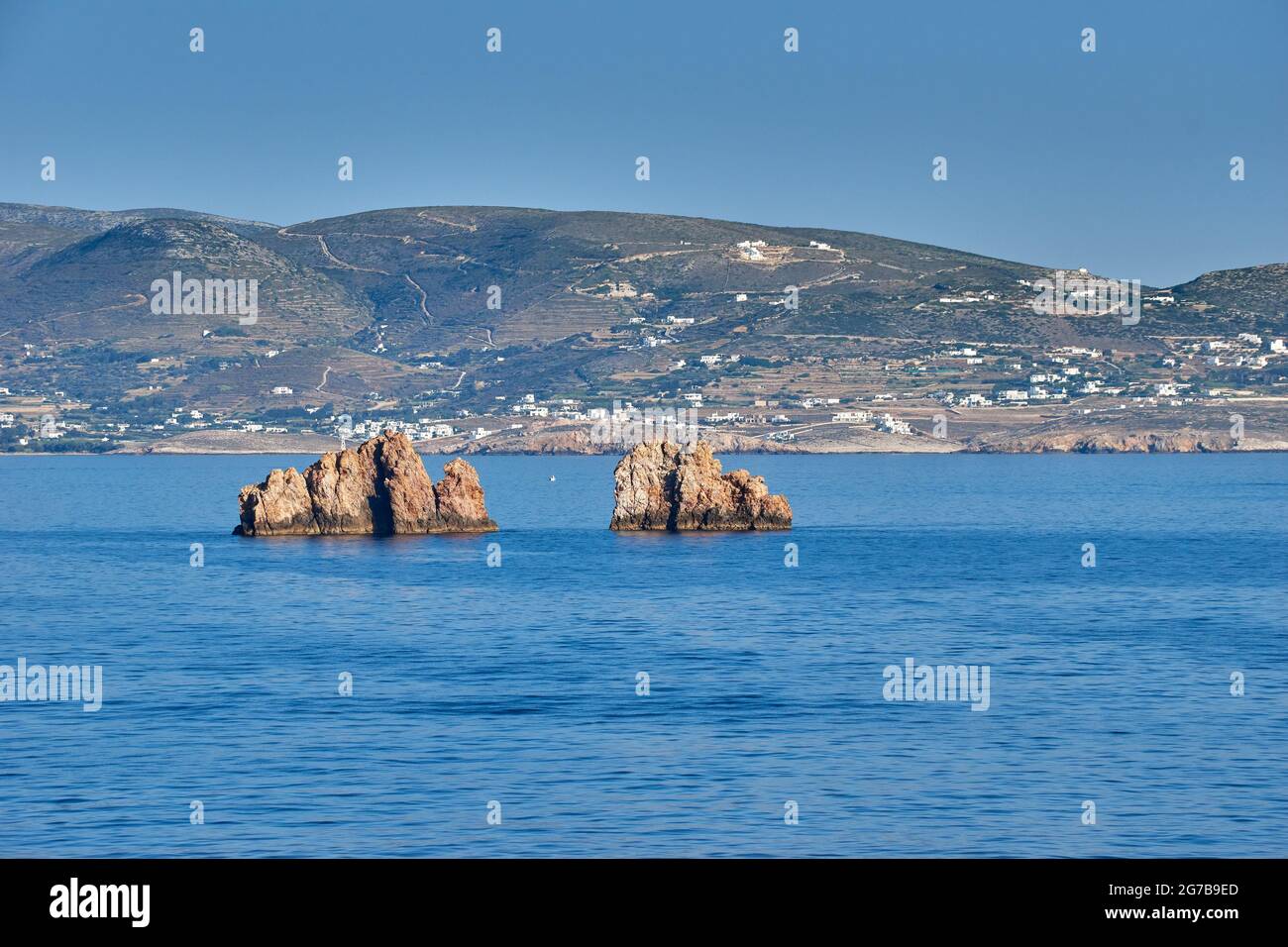 The famous ''Portes rocks'' visible rocky formation near Paros island ...