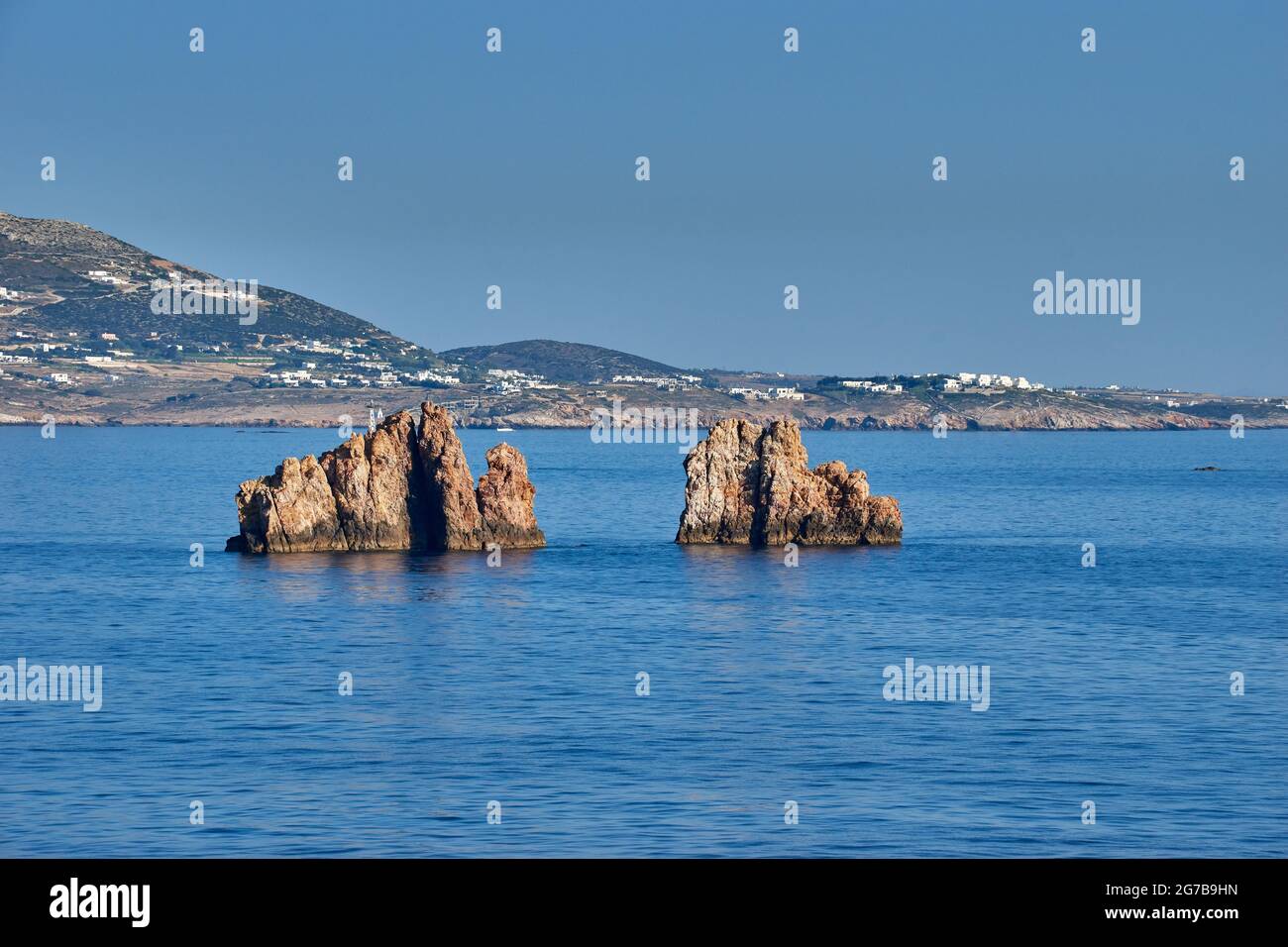 The famous ''Portes rocks'' visible rocky formation near Paros island ...